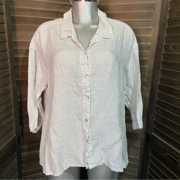 cut loose | Tops | Cut Loose 0 Linen White Polka Dot Buttonup Shirt ...